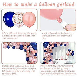 Kederwa 115pcs Navy Blue and Pink Rose Gold Gender Reveal Decorations with Rose Gold Navy Pink Balloons Garland for Baby Shower Gender Reveal Balloons Wedding Deorations