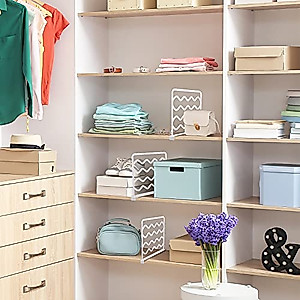 Mebbay Closet Shelf Dividers, 12 Pack Plastic Closets Shelves Organizer, Wood Shelf Divider for Clothes, Book and Bedroom Organization