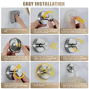 Fenas Suction Cup Hooks for Shower Bathroom Hooks for Towels, Robes, Loofah – Mountable on Bathroom Walls, Kitchen, Glass, Mirrors, Tile and Other Smooth, Non-Porous Surfaces Brushed Nickel 2 Pack