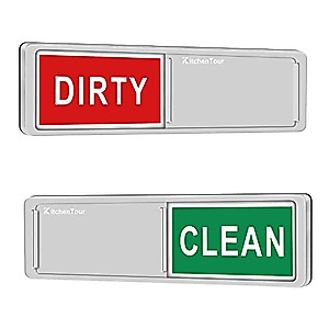KitchenTour Clean Dirty Magnet for Dishwasher Upgrade Super Strong Magnet - Easy to Read Non-Scratch Magnetic Silver Indicator Sign with Clear, Bold & Colored Text Silver
