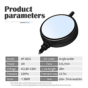 Quiet Mini Air Pump for Aquarium 1.0 Watt Fish Air Pump for 1-20 Gallon Fish Tank with Accessories，Adding Oxygen to Ornamental Fish