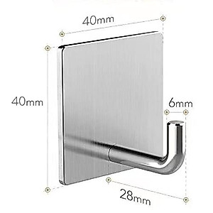 Multifunctional Hook Kitchen Hook Adhesive Hooks Duty Stick on Wall Hooks Towel Hooks Door Hooks Waterproof Stainless Steel Adhesive Holders Bathroom Adhesive Hook (Silver-4pack)