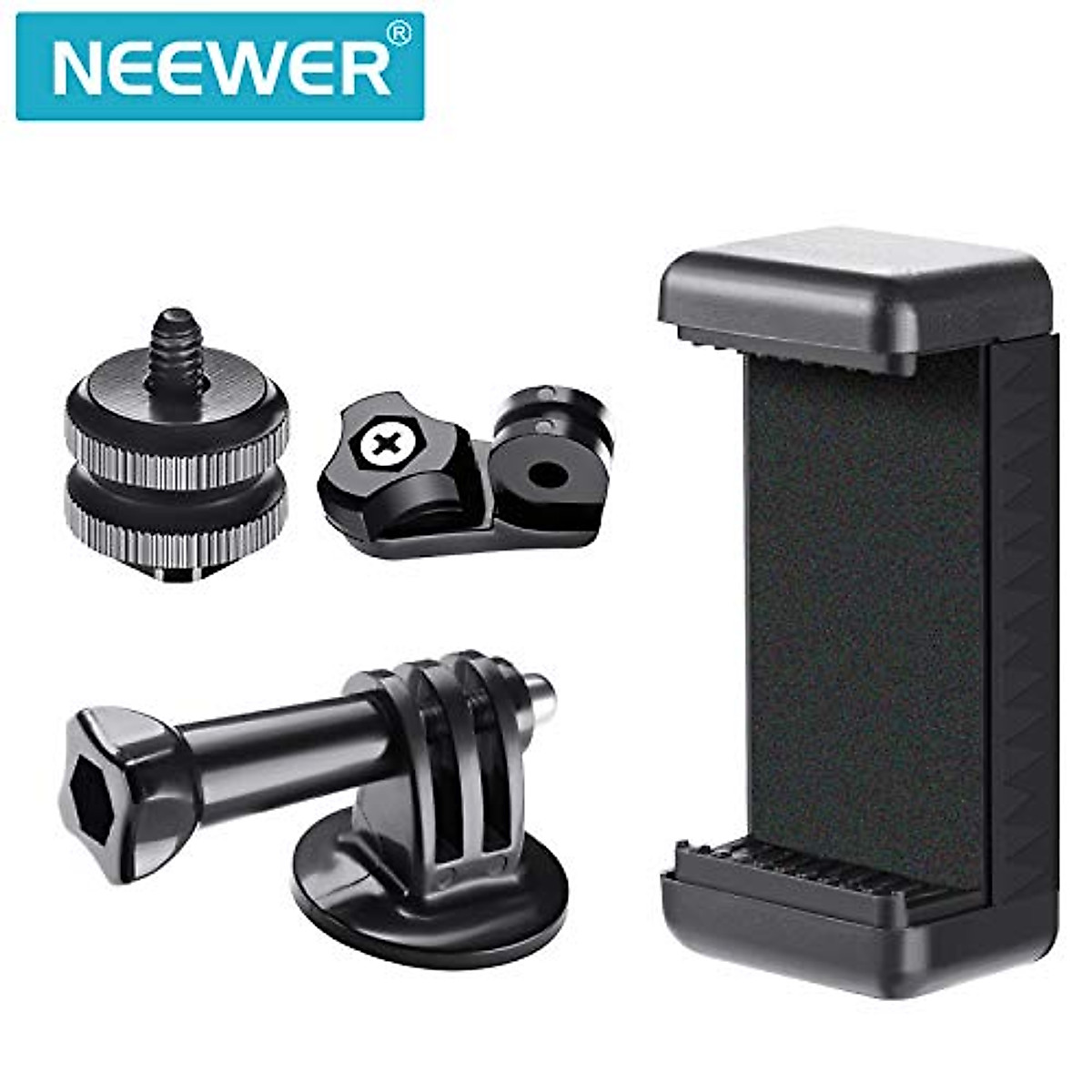 NEEWER Phone Holder / Hot Shoe Mount Adapter Kit Compatible with Action Camera GoPro Hero 11 10 9 8 7 6 5, DJI OSMO Action/Action 2, iPhone13 Pro Max, Samsung, Attaching on DSLR Camera or Ring Light