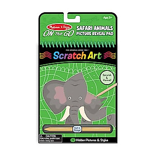 Melissa & Doug On the Go Scratch Art Activity Books 3-Pack - Safari Animals, Animal Families, Vehicles - FSC Certified