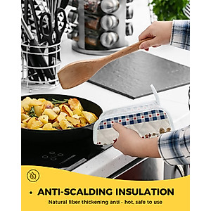 4th of July Pot Holders for Kitchen Heat Insulation, Blue Plaid Red Star Independence Day Potholders Hot Pads with Hanging Loop, Washable Oven Mitts Pot Holder Trivet for Cooking Baking 5 Pack