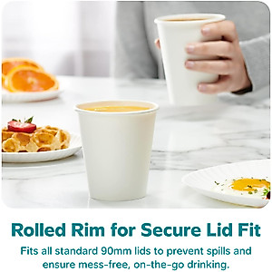 [100 Pack] 12 oz. White Paper Hot Coffee Cups