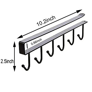 UEUORF 3PCS 6 Hook Under Cabinet Mug Hanger, Mug Hook Hanger Under Shelf,Cups Storage Rack Drilling Free Coffee Cups Holder Kitchen Belts Scarf Hanging Hooks Rack (White)