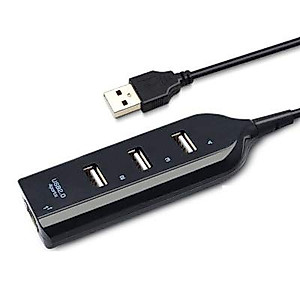 Lysee USB Cables - 4-Port Splitter Hub Adapter Mini USB 2.0 Hi-Speed Adapter for PC Computer - (Color: Black)