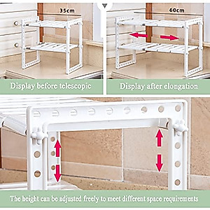 LEAYAN Under Sink Storage Storage Shelf for Bathroom Kitchen, Bathroom Under Sink Organizers and Storage Multi-Purpose Shelves for Kitchen Under Sink Rack Shelf, White 60x26x38cm