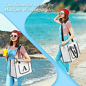 Friend Birthday Gifts for Women w Makeup Bag, Ini-tial Can-vas Tote Bag for Women, Personalized Couple Bride Valentines Gifts w Inner Pocket, Front Pocket, Shoulder Strap, Card, Gift Box, Beach Bag B
