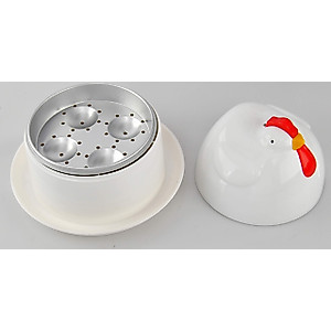 HOME-X Jumbo Hen-Shaped Microwave Egg Boiler with Lid, Cook 1 to 4 Eggs, Quick Hard Boiled Egg Maker, Breakfast Cooking Utensils