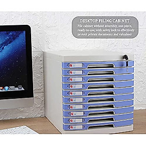File cabinets HAODAMAI 10 Layers Office Desktop Storage Box Lockable Data Drawer Filing Cabinets Flat Blue 29.5X32.5X39.4cm