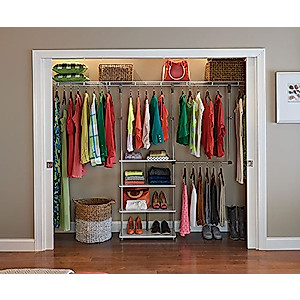 ClosetMaid 55300 Closet Maximizer with (4) Shelves & Double Hang Rod, Tool Free Add On Unit, White Finish,11.6 x 53 x 74 inches