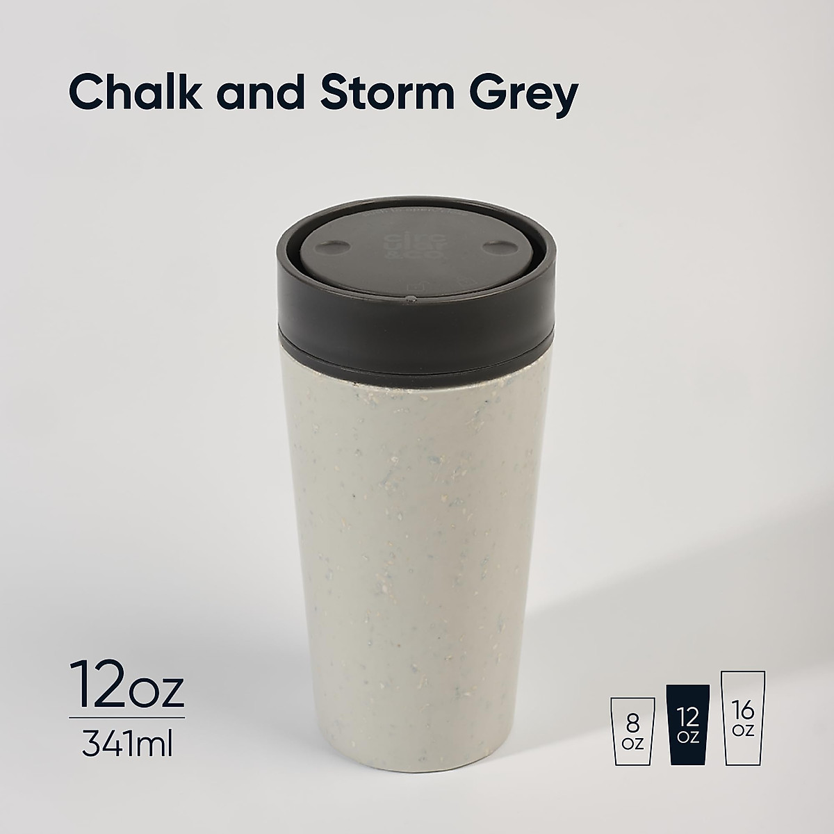 Circular & Co Reusable Coffee Cup - 12oz - 100% Leakproof Travel Mug - Made from Recycled Coffee Cups - Sustainble Coffee Tumbler - 360 Drinking - BPA Free - Dishwasher Safe