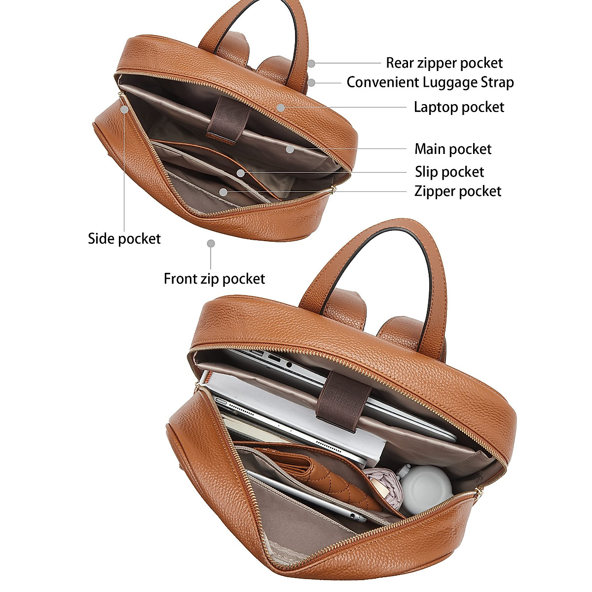 BOSTANTEN Womens Leather Wallets RFID Blocking Large Capacity＆Leather 15.6 inch Laptop Backpack Computer Bag