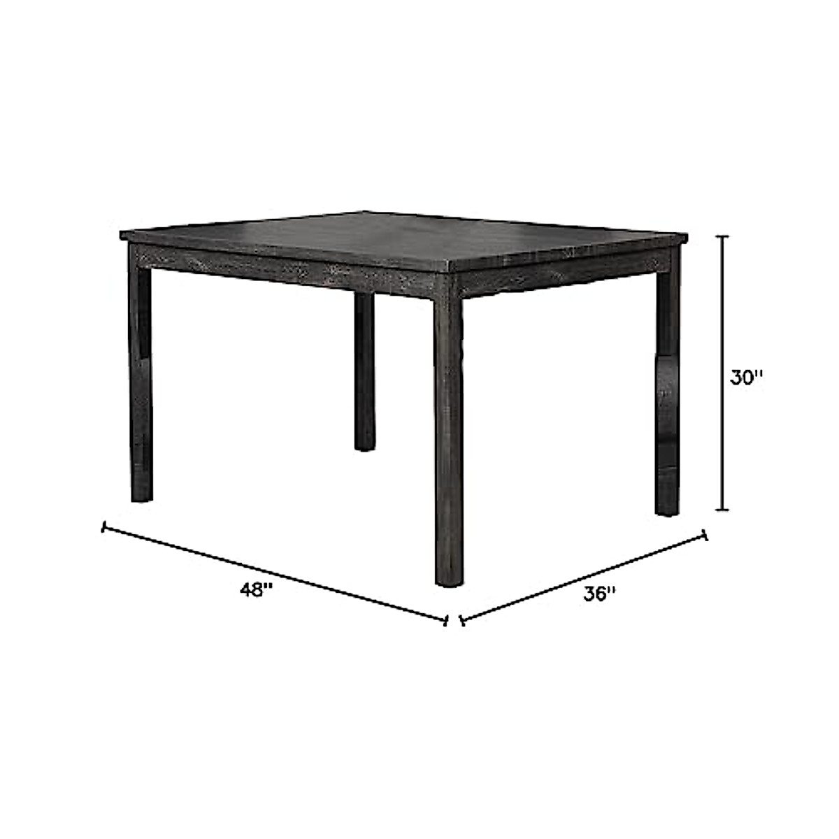 Best Master Furniture CD038DWT Vitaliya 48" Rectangular Wood Dinette Table in Black Charcoal