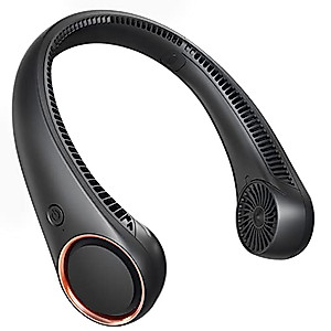 Hssio Neck Fan, Neck Fans for Men 4000mAh Personal Bladeless Fan Portable Rechargeable, 3 Speeds, 360° Surrounding Airflow, Faster Cooling, USB Battery Operated Neck Cooler for Travel Outdoor Indoor