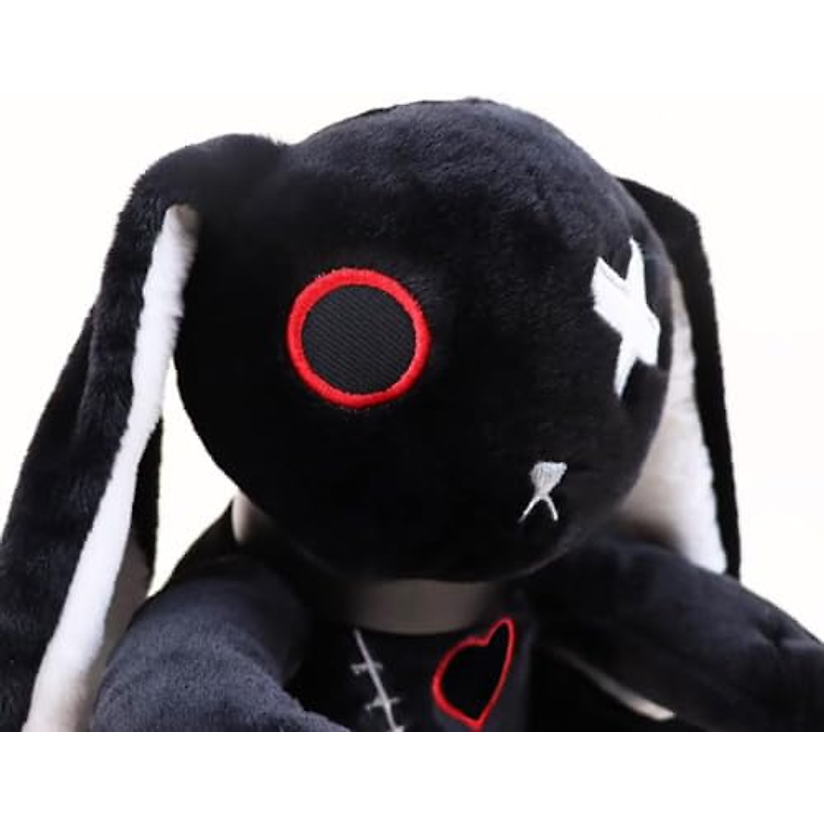 BIUBIULOVE Goth Rabbit Plush Toy, Gothic Bunny Plushie Stuffed Animal Toy, Dreadful Rabbit Doll for Halloween Easter Christmas Birthday Gift (Black, 10inch)
