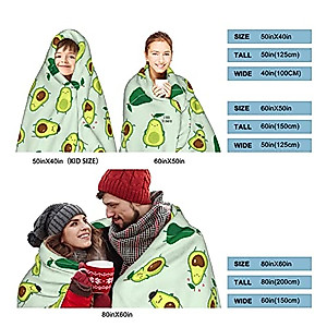 Firuacx Cute Avocados Fleece Throw Blanket 60x50 inch, Cartoon Green Avocado Cozy Plush Warm Lightweight Travel Blankets for Bedroom Living Rooms Sofa Beds Office