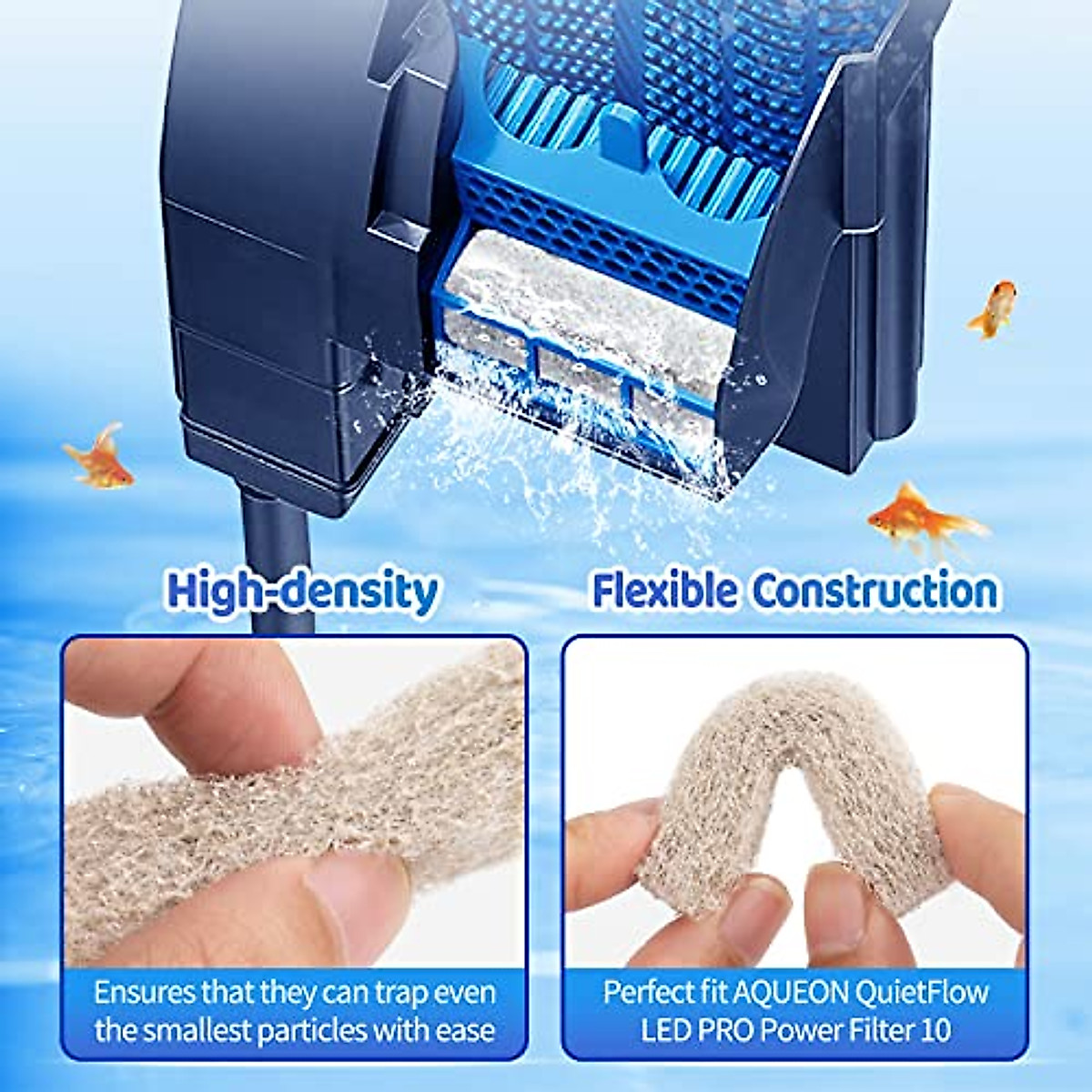 HiTauing 12 Count Ammonia Reducer Filter Pads for aqueon，Fish Tank Filter Pads for QuietFlow LED PRO Model 10