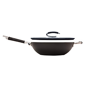 DaTerra Cucina Professional 13 Inch Wok with Glass Lid | Italian Made Ceramic Wok Pan Chef's Favorite Large Wok for All-Around Ease of Cooking Eggs, Burgers, Vegetables and More