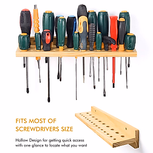 Screwdriver Organizer, Pliers Organizer Hammer Rack, Wall Mounted Tool Storage Organizer Wooden Tool Holders Organizers for Screwdriver, Pliers and Hammers Storage, 3 Pack (Hand Tools not Include)
