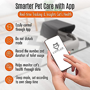 PETH Self Cleaning Cat Litter Box APP Version - No Scooping Automatic Cat Litter Box with a Removable Roof (Grey)