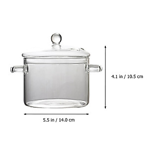 Glass Saucepan with Cover Cookware Clear Glass Simmer Pot Glass Cooking Pot Stovetop Pot with Lid for Pasta Baby Food Soup Milk (1.35L/46oz)