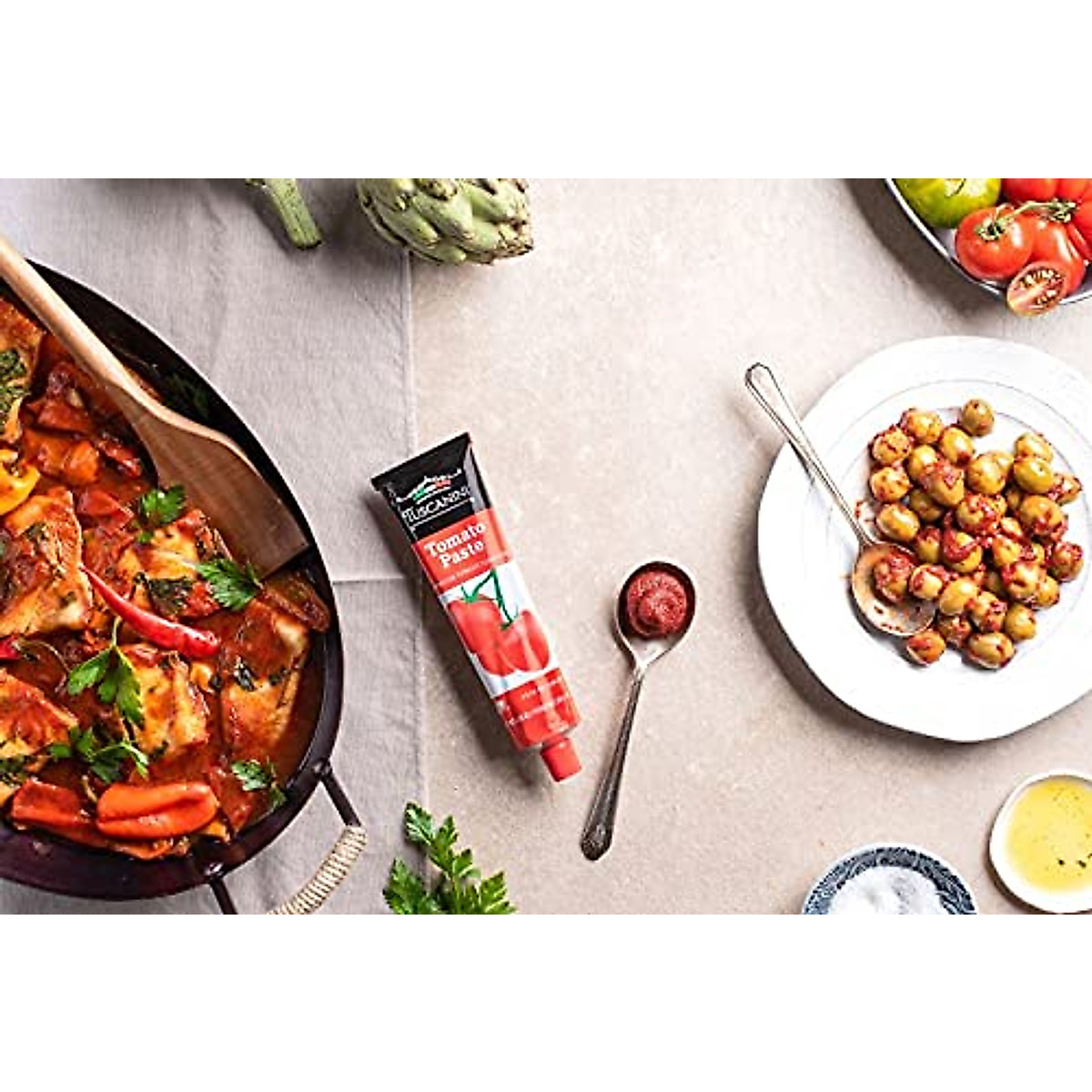 Tuscanini Premium Double Concentrated Tomato Paste Tube, 7.5oz (3 Pack) Made with Premium Italian Tomatoes