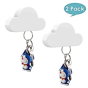 MoKo Magnetic Key Holder, [2 Pack] Magnetic Key Rack Organizer Hooks with Adhesive Magnetic Key Ring Holder for Wall Door - White