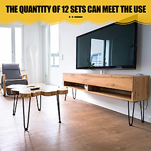 12 Pack Hairpin Legs 16 Inch Metal Table Legs Heavy Duty Desk Legs Furniture Legs Coffee Table Legs for Cabinet, Wardrobe, Side Table, Drawers, Nightstand, Bench with Floor Protectors and Screws