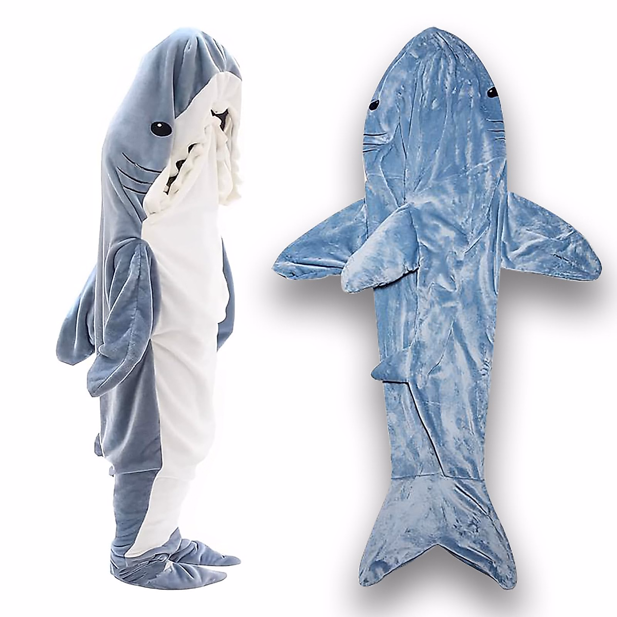 Fancemot Shark Blanket for Kids, Shark Blanket Hoodie Soft Cozy, Shark Blanket Onesie Flannel, Wearable Shark Blanket