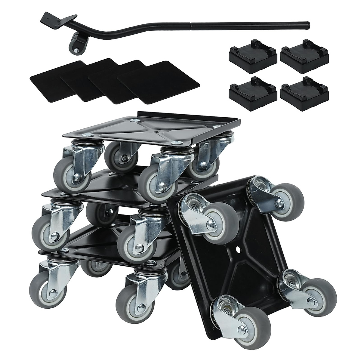 Thuipwroen Furniture Movers set of 4, Enhanced Furniture Dollies with Furniture Lifter for Moving Heavy Furniture, Bearings in Rubber Wheels Center 880 lbs Capacity