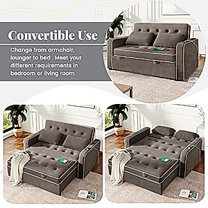 ERYE 3-in-1 Upholstered Futon Sofa Loveseat Convertible Sleeper Couch Bed,2-Seaters Sofa & Couch Soft Cushions Love Seat Daybed for Small Space Living Room Sets
