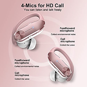 hadbleng Wireless Earbuds Bluetooth 5.3 Headphones 48Hrs Playtime Sports Earhooks Over Ear Earphones with LED Display, IPX7 Waterproof Built-in Mic Headset for Workout, Running, Gym