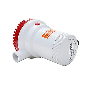 Amarine Made Non Automatic Bilge Pump for Boats 2000 GPH Submersible Pump 12V Boat Marine Plumbing Electric with Hose ID 29mm 1-1/8 Outlet 8.5A White