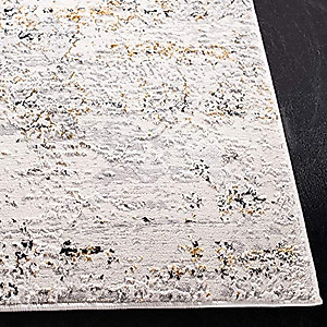 SAFAVIEH Amalfi Collection 9' x 12' Cream / Gold AMF572A Modern Abstract Distressed Area Rug
