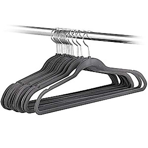 Yaheetech Thin Non Slip Velvet Clothes Hangers,Strong and Durable Hold Up to 10 Lbs- Pack of 100,Gray