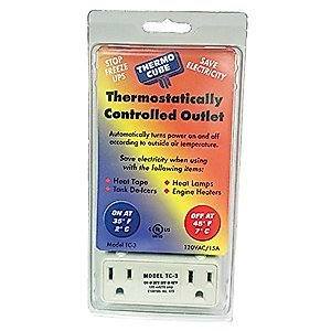 THERMO-CUBE Thermostatically Controlled Power Outlet, On at 35F / Off at 45F