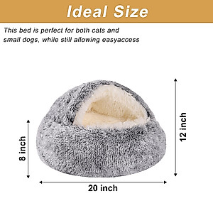 Dog Beds for Small Dogs, Cat Bed Cave, Washable Cute Cat Bed, Cozy Nook Pet Bed for Dogs or Cats, Anti-Slip Puppy Bed Fits up to 12 lbs Pets(Grey, 20" x 20")
