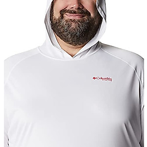 Columbia Men's Terminal Tackle Hoodie, White/Red Spark Logo, Large