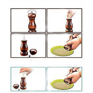 1PC Wooden Pepper Grinder Mill 5 Inch Salt and Pepper Shaker Wooden Salt Grinder Pepper Mill Shakers Refillable with Strong Adjustable Coarseness Ceramic Rotor