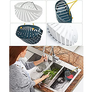 SDUSEIO Kitchen Sink Shelf Soap Sponge Drain Rack Holder Hanging Basket Storage Kitchen Organizer Sink Accessories Sink Caddy for Kitchen Bathroom, (Blue）