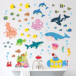 DECOWALL DS9-2014 Under The Sea Wall Stickers Wall Decals Peel and Stick Removable Wall Stickers for Kids Nursery Bedroom Living Room