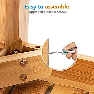 OasisSpace Bamboo Shower Bench, 24" Waterproof Shower Chair with Storage Shelf