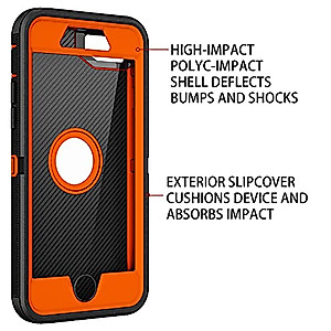 RegSun for iPhone SE 2020 Case,Built-in Screen Protector,Shockproof 3-Layer Full Body Protection Rugged Heavy Duty High Impact Hard Cover Case for iPhone SE 2nd Gen 4.7-inch,Black/Orange