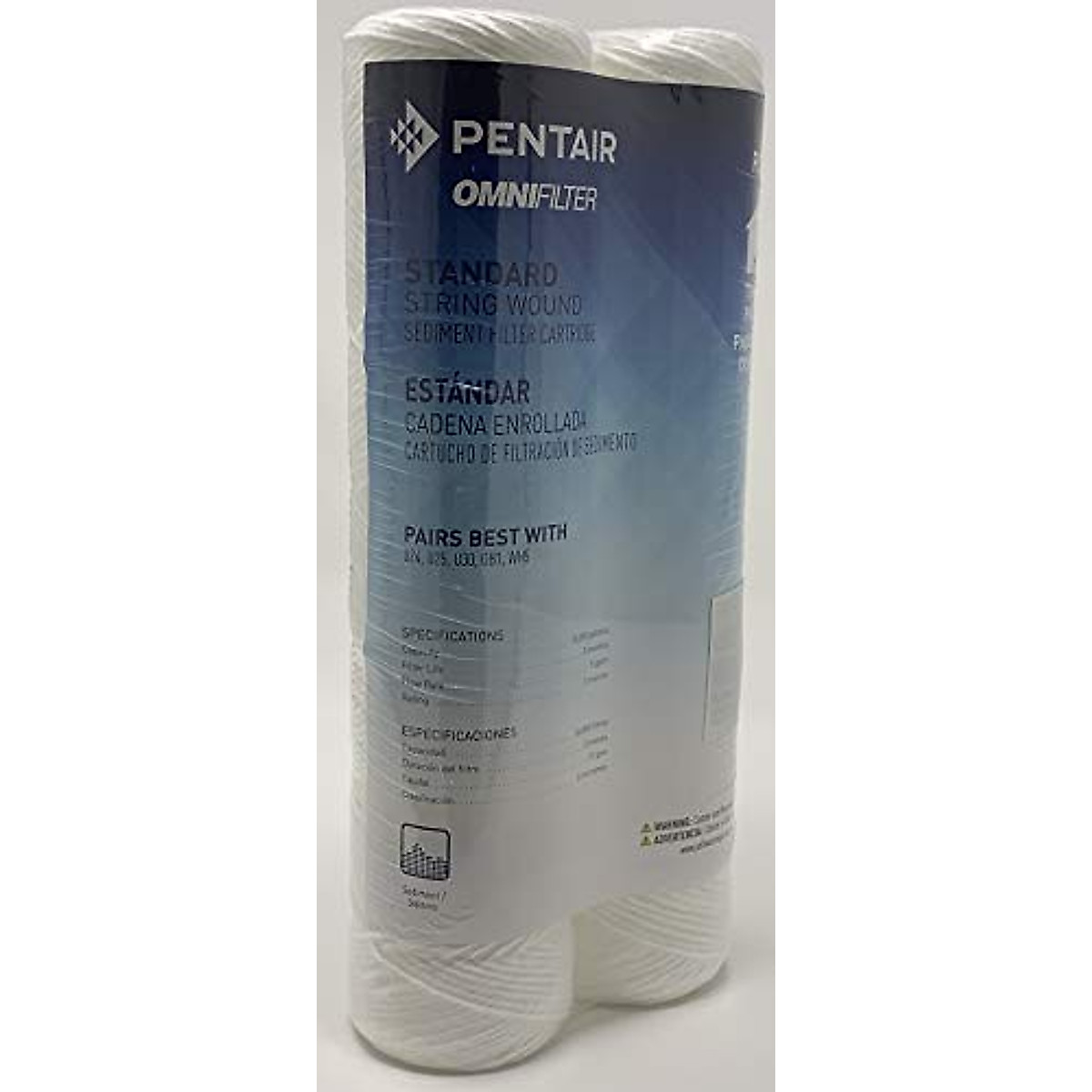 OMNIFilter RS-2 Standard Omni RS 2 Whole House Replacement Under Sink Water Filter RS2 Twin Pack (Package of 2 Filters) RS2 Sediment Water Filter Replacement String Wound Water Filter