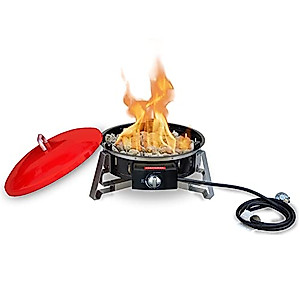 CRAFTSMAN 23" Gas Fire Pit Bowl with Locking lid & Pumice Stones Portable for car Camping, RVing, Tailgating, Backyard Patio fire Pit