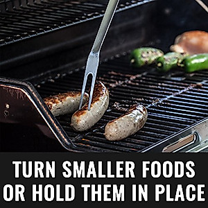 Grillaholics BBQ Grill Tools Set - 4-Piece Heavy Duty Stainless Steel Barbecue Grilling Utensils - Premium Grill Accessories for Barbecue - Spatula, Tongs, Fork, and Basting Brush (Grey)