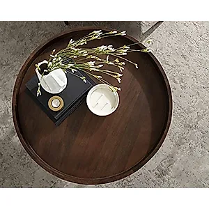 Kate and Laurel Avery Round Wood Coffee Table, 30" Diameter, Walnut Brown
